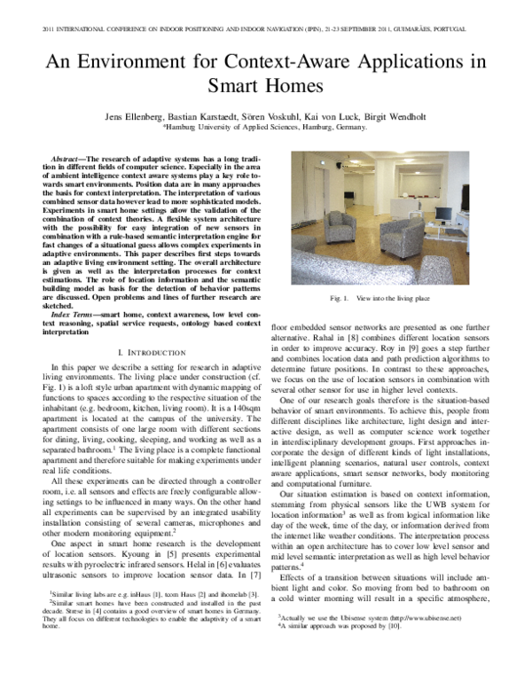 Pdf An Environment For Context Aware Applications In Kai Von Luck 