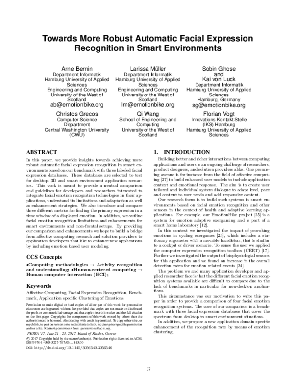 (PDF) Towards More Robust Automatic Facial Expression Recognition in Smart Environments