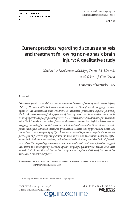 (PDF) Current practices regarding discourse analysis and treatment ...