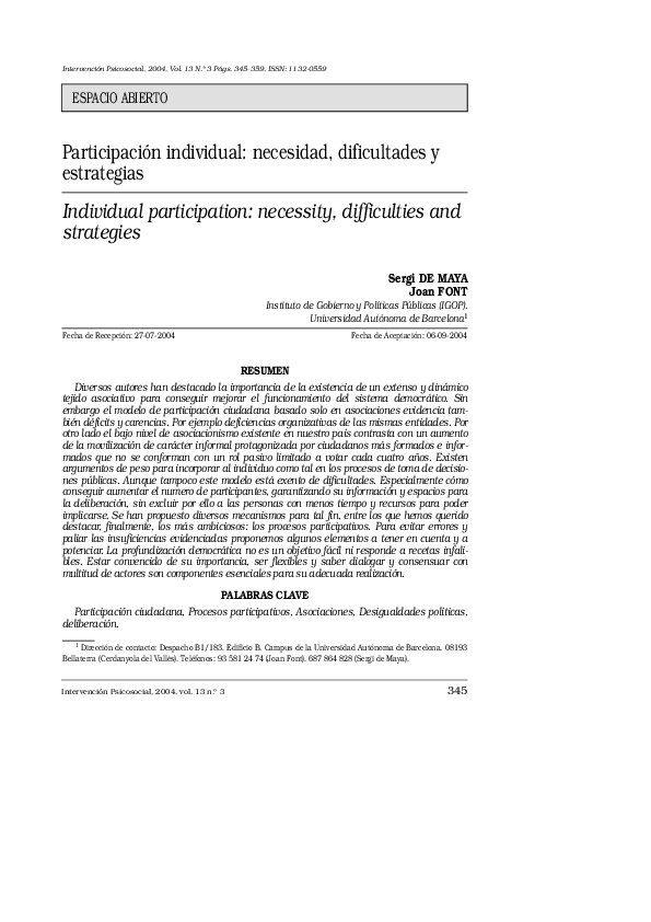 (PDF) Individual participation: necessity, difficulties and strategies