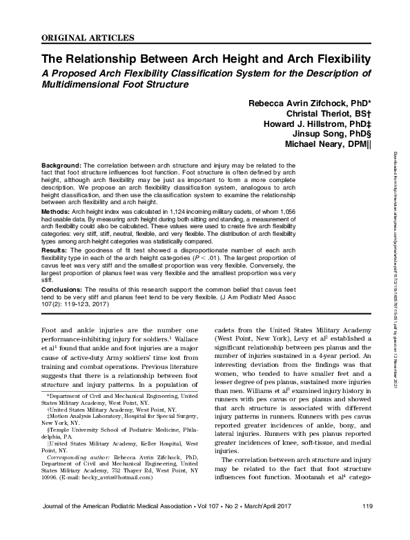 (PDF) The Relationship Between Arch Height and Arch FlexibilityA ...
