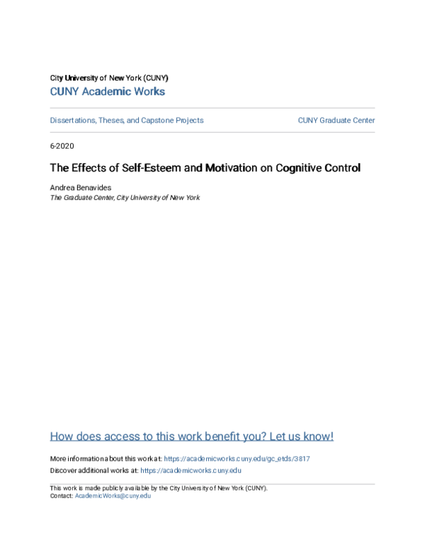 (PDF) The Effects of Self Esteem and Motivation on Cognitive Control