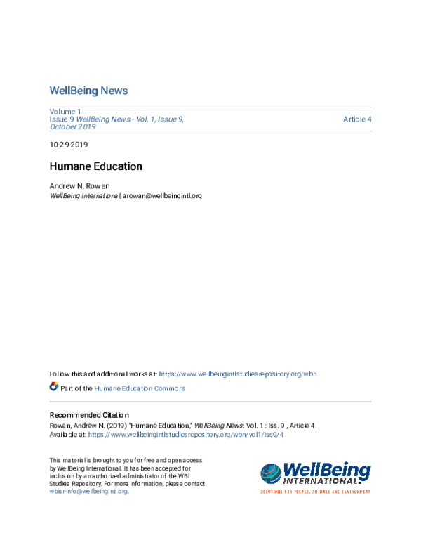 (PDF) Humane Education