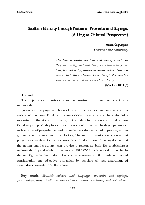 (PDF) Scottish Identity through National Proverbs and Sayings (A Linguo ...