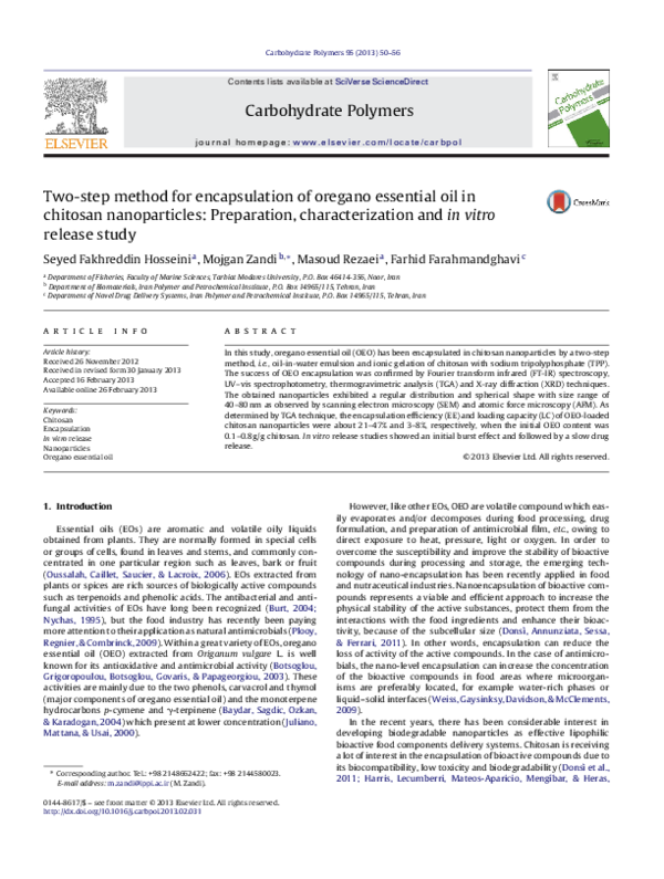 (PDF) Two-step method for encapsulation of oregano essential oil in ...