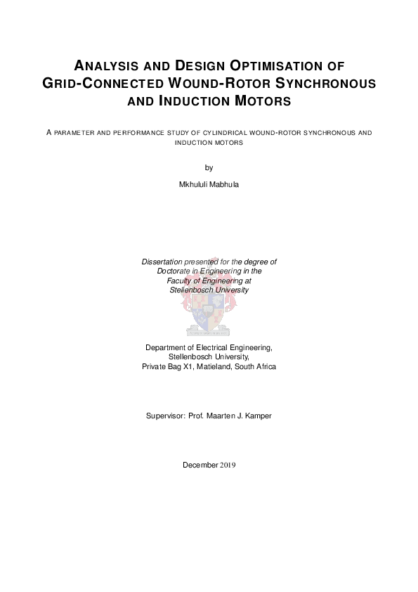 (PDF) Analysis and design optimisation of grid-connected wound-rotor synchronous and induction ...