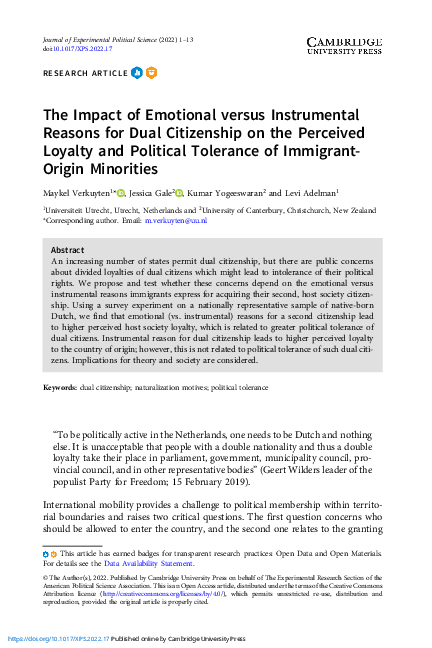 (PDF) The Impact of Emotional versus Instrumental Reasons for Dual ...