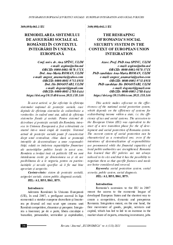 (PDF) The Reshaping of Romania's Social Security System in the Context ...