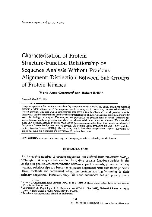 Pdf Characterisation Of Protein Structure Function Relationship By