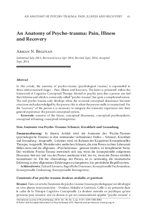 (PDF) An Anatomy of Psycho-trauma: Pain, Illness and Recovery