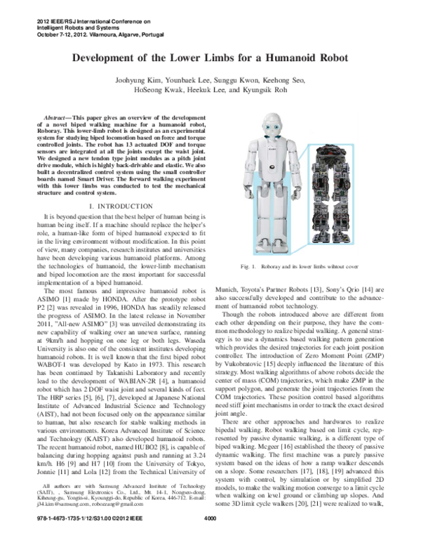 (PDF) Development of the lower limbs for a humanoid robot