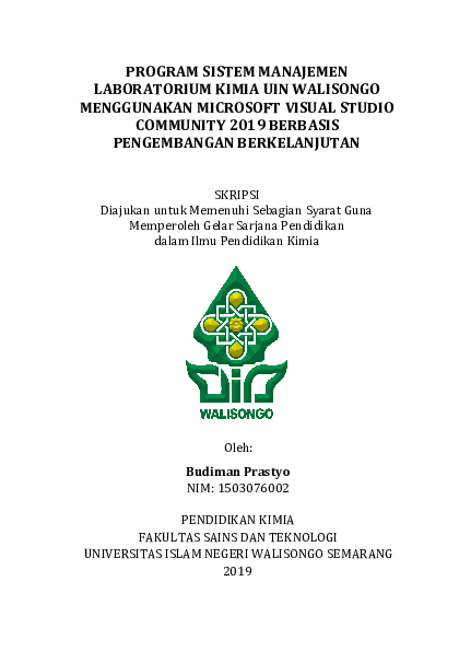(PDF) Program sistem manajemen laboratorium kimia UIN Walisongo menggunakan microsoft visual ...