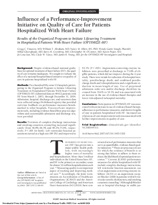 (PDF) Influence of a Performance-Improvement Initiative on Quality of ...