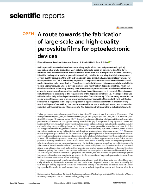(PDF) A route towards the fabrication of large-scale and high-quality ...