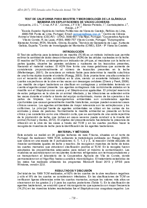 (PDF) Test de California para mastitis y microbiología de la glándula ...