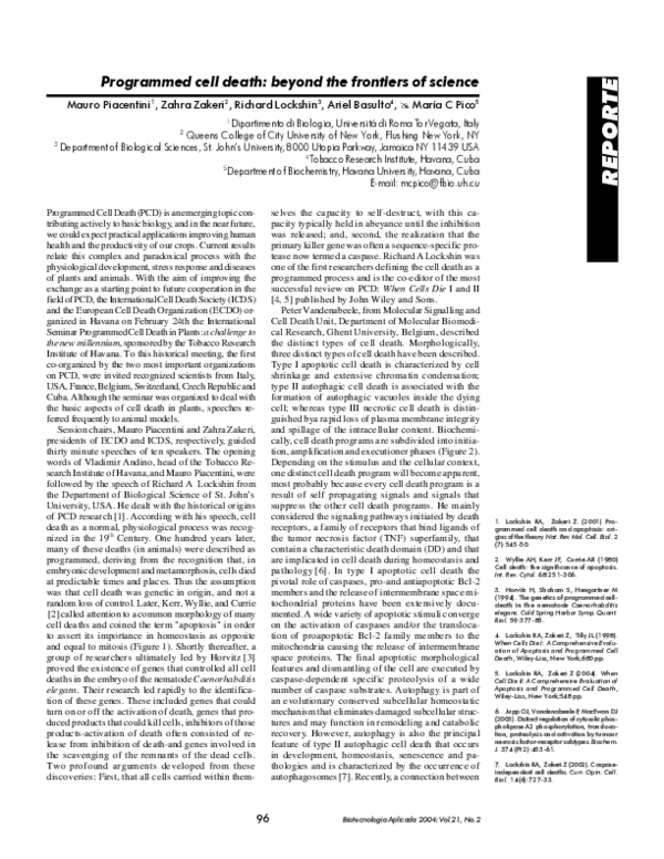 (PDF) Programmed cell death: beyond the frontiers of science