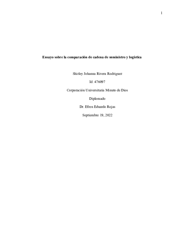 (DOC) Ensayo Logistica y Cadena de Suministro