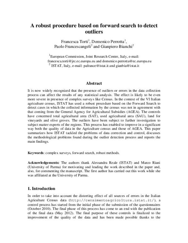 (PDF) A robust procedure based on forward search to detect outliers