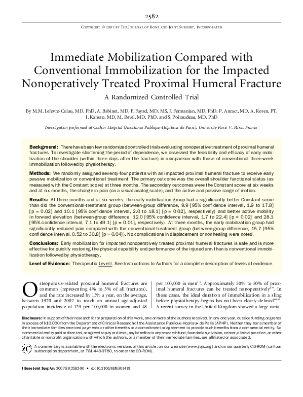 (PDF) Immediate Mobilization Compared with Conventional Immobilization ...