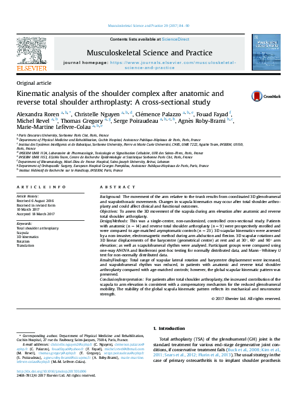 (PDF) Kinematic analysis of the shoulder complex after anatomic and reverse total shoulder ...