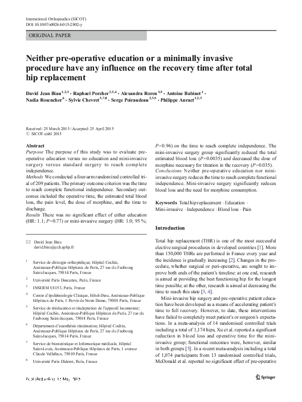 (PDF) Neither pre-operative education or a minimally invasive procedure ...