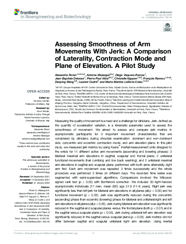 (PDF) Assessing Smoothness of Arm Movements With Jerk: A Comparison of ...