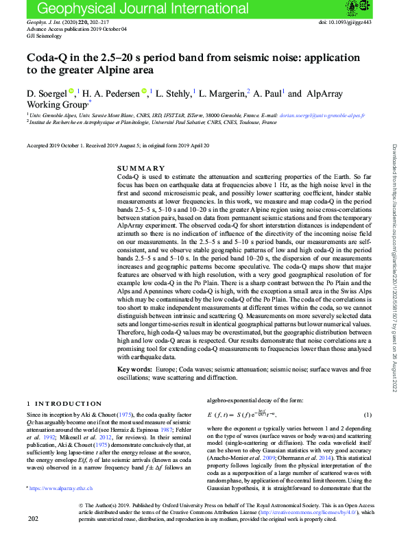 (PDF) Coda-Q in the 2.5–20 s period band from seismic noise ...