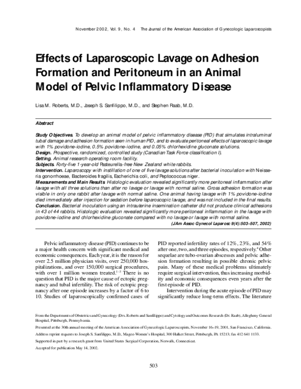 (PDF) Effects of Laparoscopic Lavage on Adhesion Formation and ...