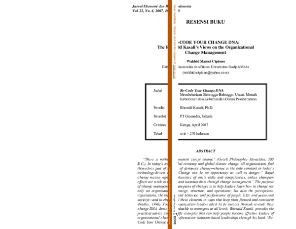 (PDF) Resensi Buku. Re-Code Your Change DNA: The Rhenald Kasali’s Views ...