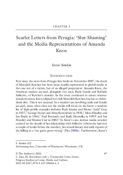 (PDF) Scarlet Letters from Perugia: ‘Slut-Shaming’ and the Media ...