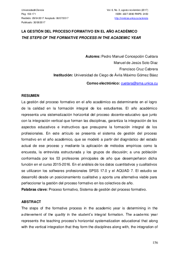 (PDF) La Gestión Del Proceso Formativo en El Año Académico