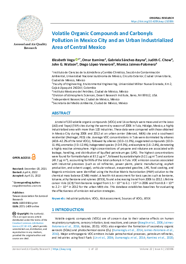 (PDF) Volatile Organic Compounds and Carbonyls Pollution in Mexico City ...