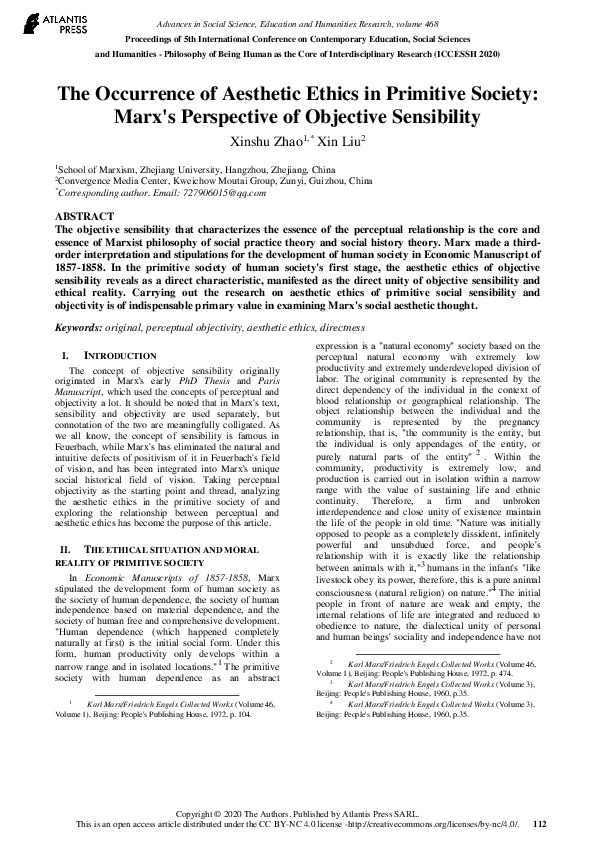 (PDF) The Occurrence of Aesthetic Ethics in Primitive Society: Marx’s ...