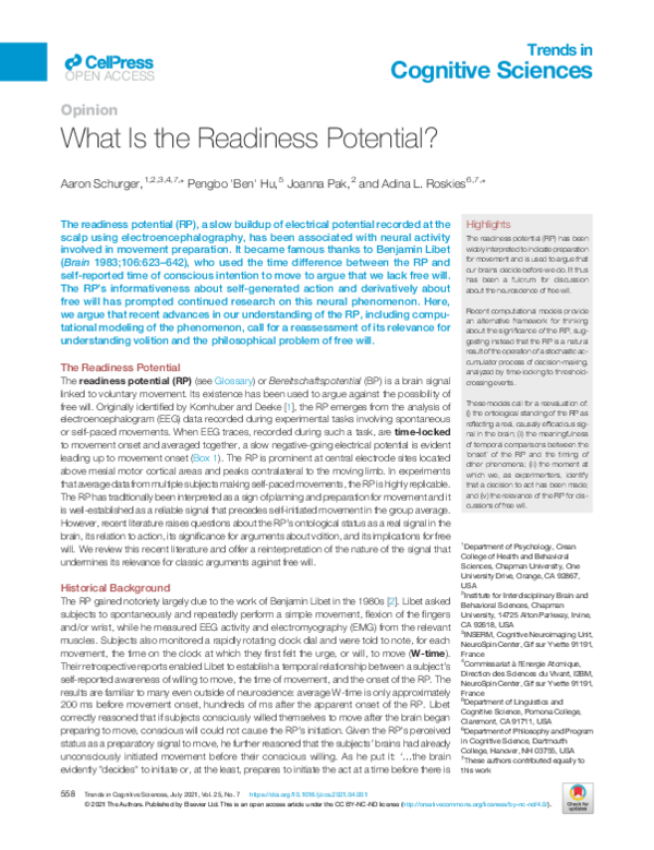 (PDF) What Is the Readiness Potential?