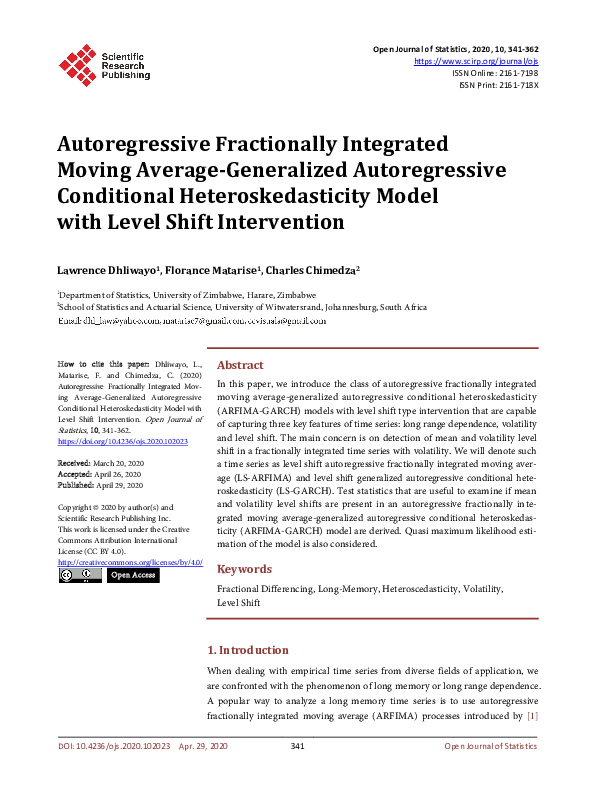 Pdf Autoregressive Fractionally Integrated Moving Average Generalized