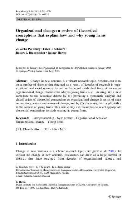 (PDF) Organizational change: a review of theoretical conceptions that ...