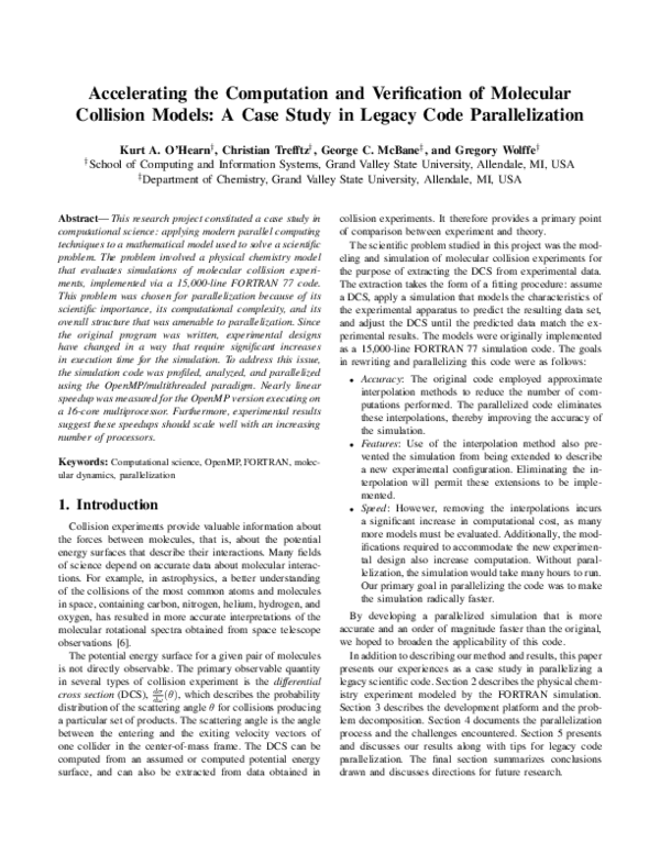 (PDF) Accelerating the Computation and Verification of Molecular Collision Models: A Case Study ...