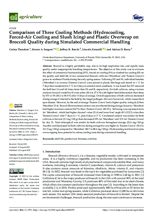 (PDF) Comparison of Three Cooling Methods (Hydrocooling, Forced-Air ...