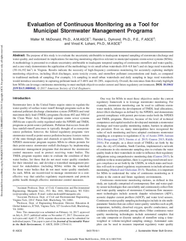 (PDF) Evaluation of Continuous Monitoring as a Tool for Municipal ...