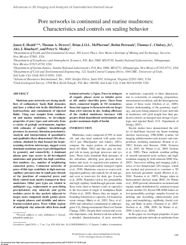 (PDF) Pore networks in continental and marine mudstones: Characteristics and controls on sealing ...