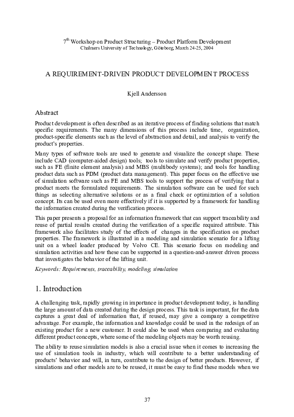 (PDF) A Requirement-Driven Product Development Process