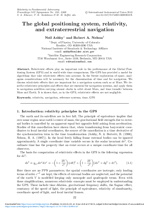 (PDF) The global positioning system, relativity, and extraterrestrial navigation