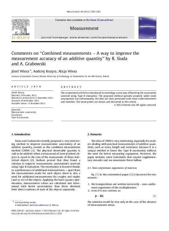 (PDF) Comments on “Combined measurements – A way to improve the ...
