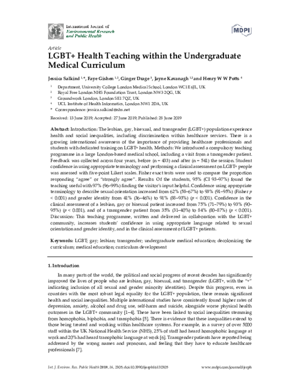 (PDF) Enhancing LGBT+ Health Education in Medical Training