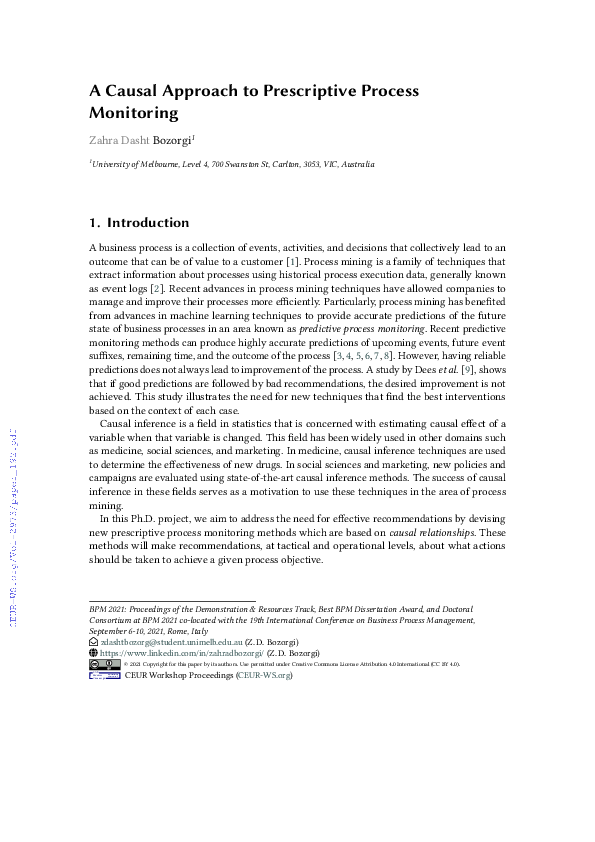 (PDF) A Causal Approach to Prescriptive Process Monitoring
