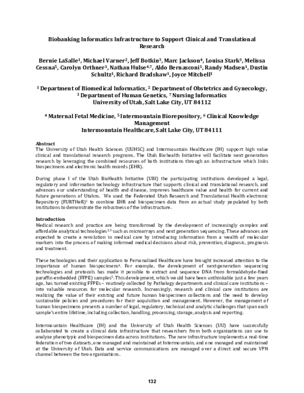 (PDF) Biobanking informatics infrastructure to support clinical and ...
