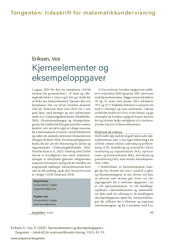 (PDF) Kjerneelementer og eksempeloppgaver