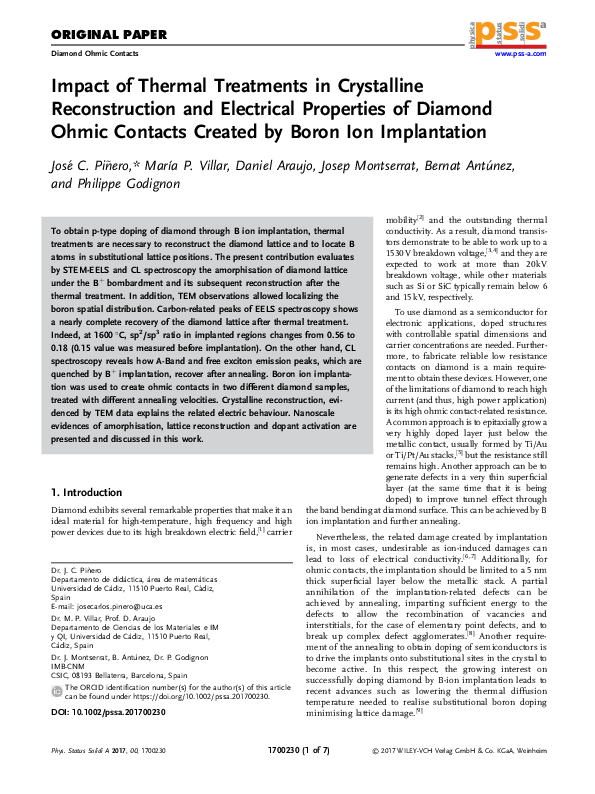 (PDF) Impact of Thermal Treatments in Crystalline Reconstruction and ...