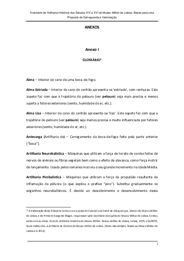 (PDF) Inventário da artilharia histórica dos séculos XIV a XVI do Museu ...