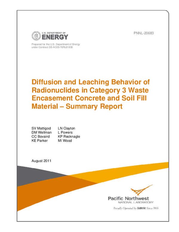 (PDF) Diffusion and Leaching Behavior of Radionuclides in Category 3 ...